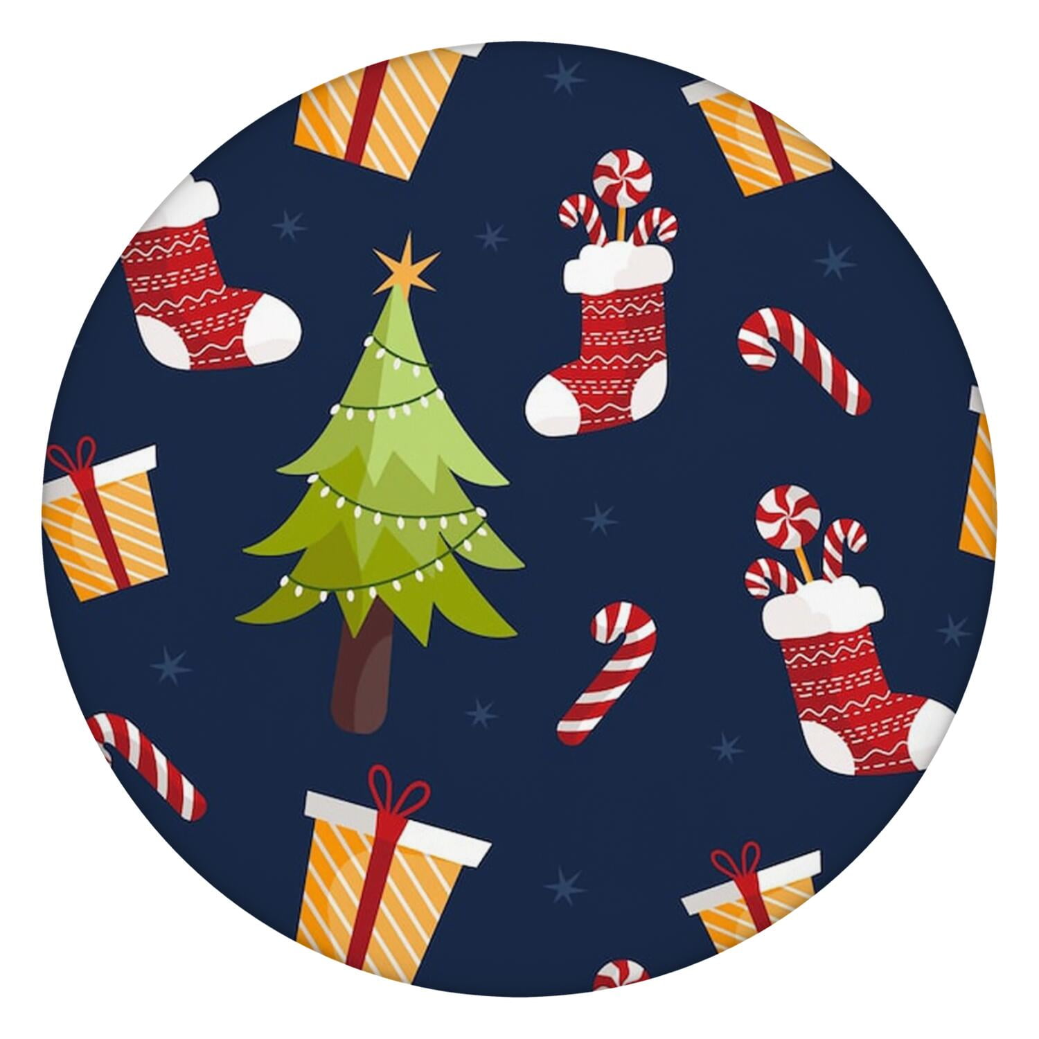 44 Inch Round Tablecover for Holiday Meals, Elastic Hem in Festive ...