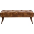 44 Inch Tufted Upholstered Ottoman Footrest Stool with X-Shaped Wood ...