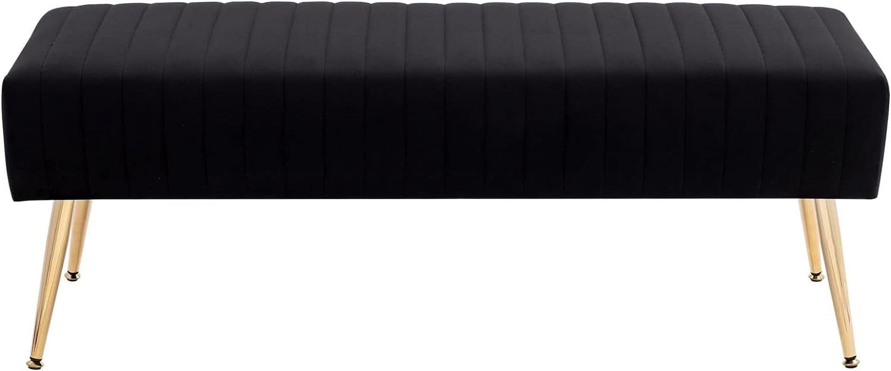 44 Inch Upholstered Tufted Striped Fabric Ottoman Bench With X-Shaped ...