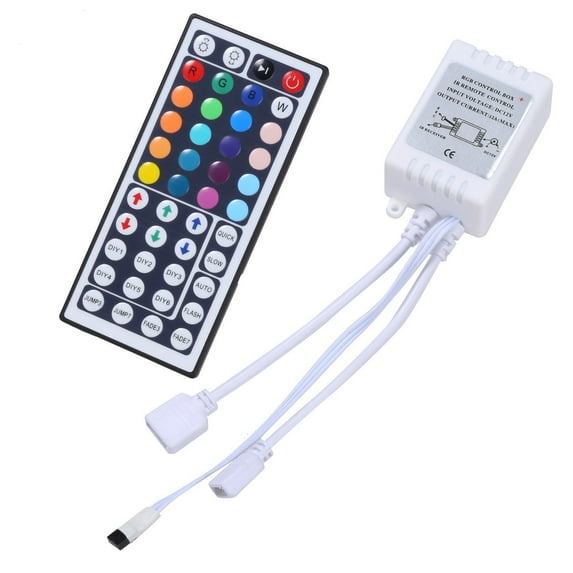 44-Key RGB LED Light Strip Remote Controller with Dual Connectors, 12V ...