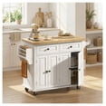 44" Kitchen Island Cart on Wheels, White Mobile Island with Storage, 2 ...