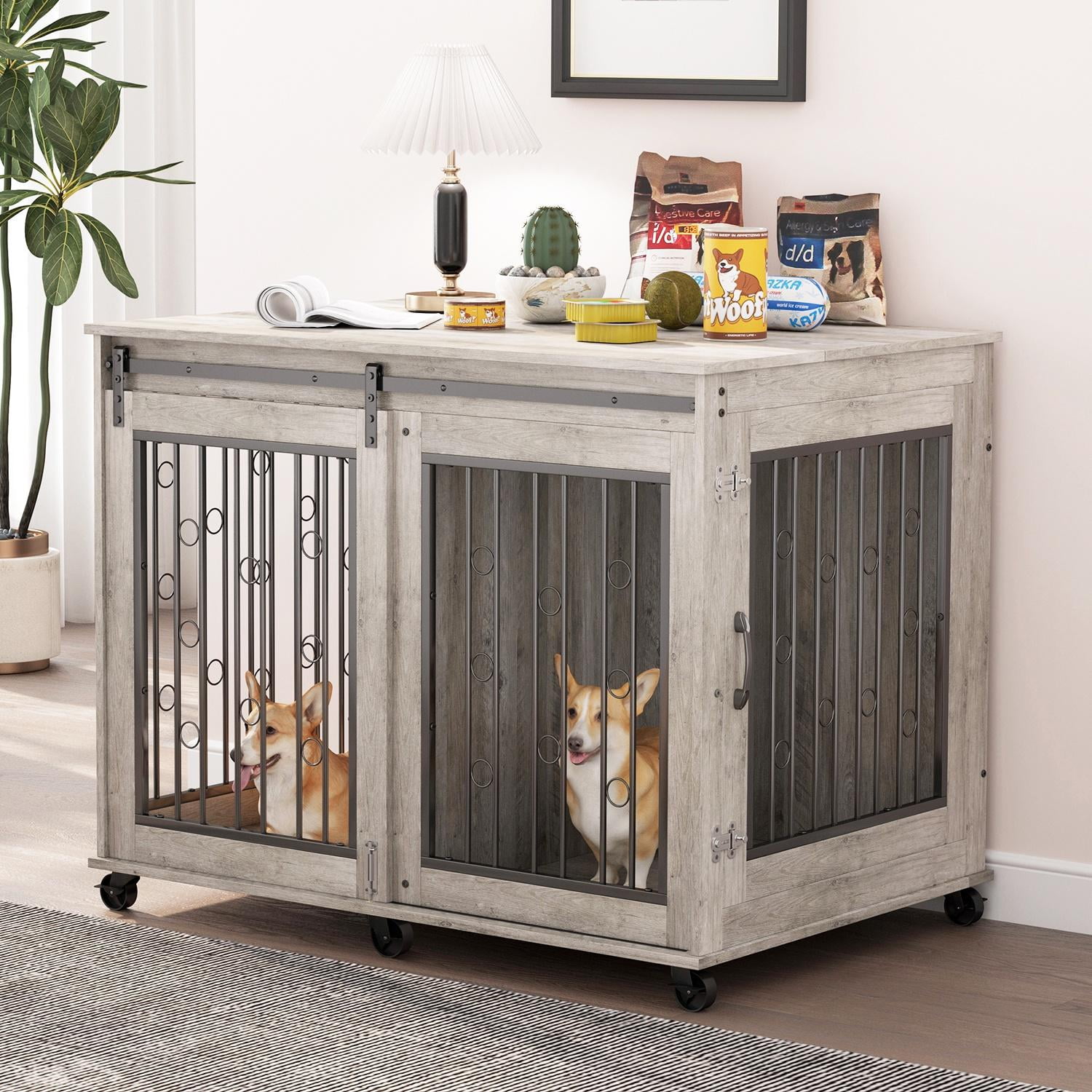 44''L Dog Crate Furniture, Dog Kennel & End Table for Large Dogs ...