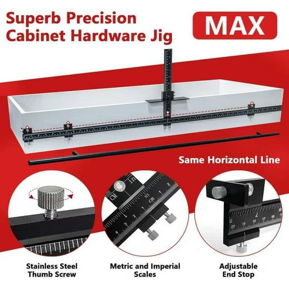 44" Max Cabinet Hardware Jig, with 16" Cabinet Handle Jig and Auto ...