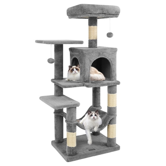 44" Multi-Level Cat Tree with Spacious Top Perch, 2-Door Condo ...
