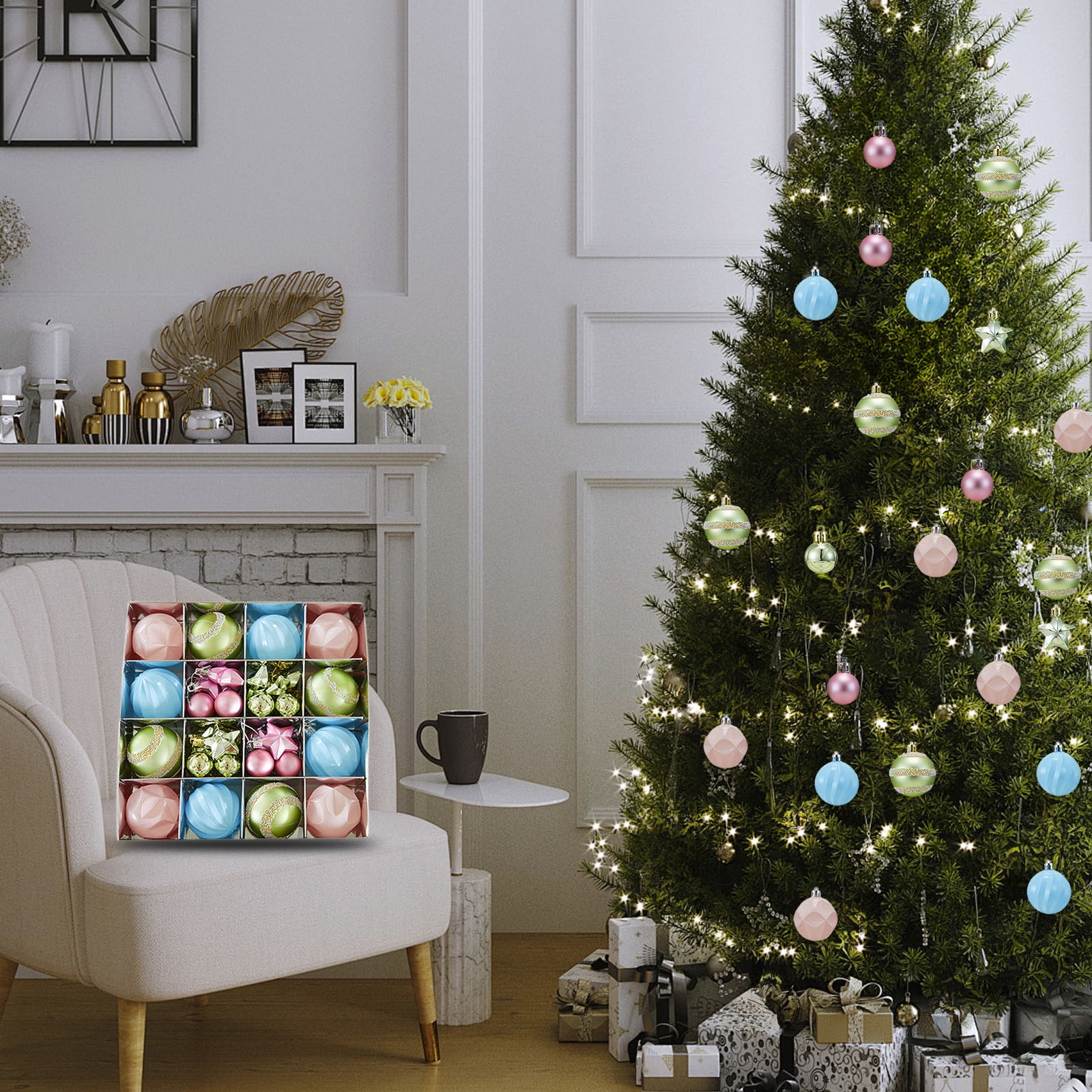 44 PCS Christmas Balls Ornaments Baubles Shatterproof Balls For ...