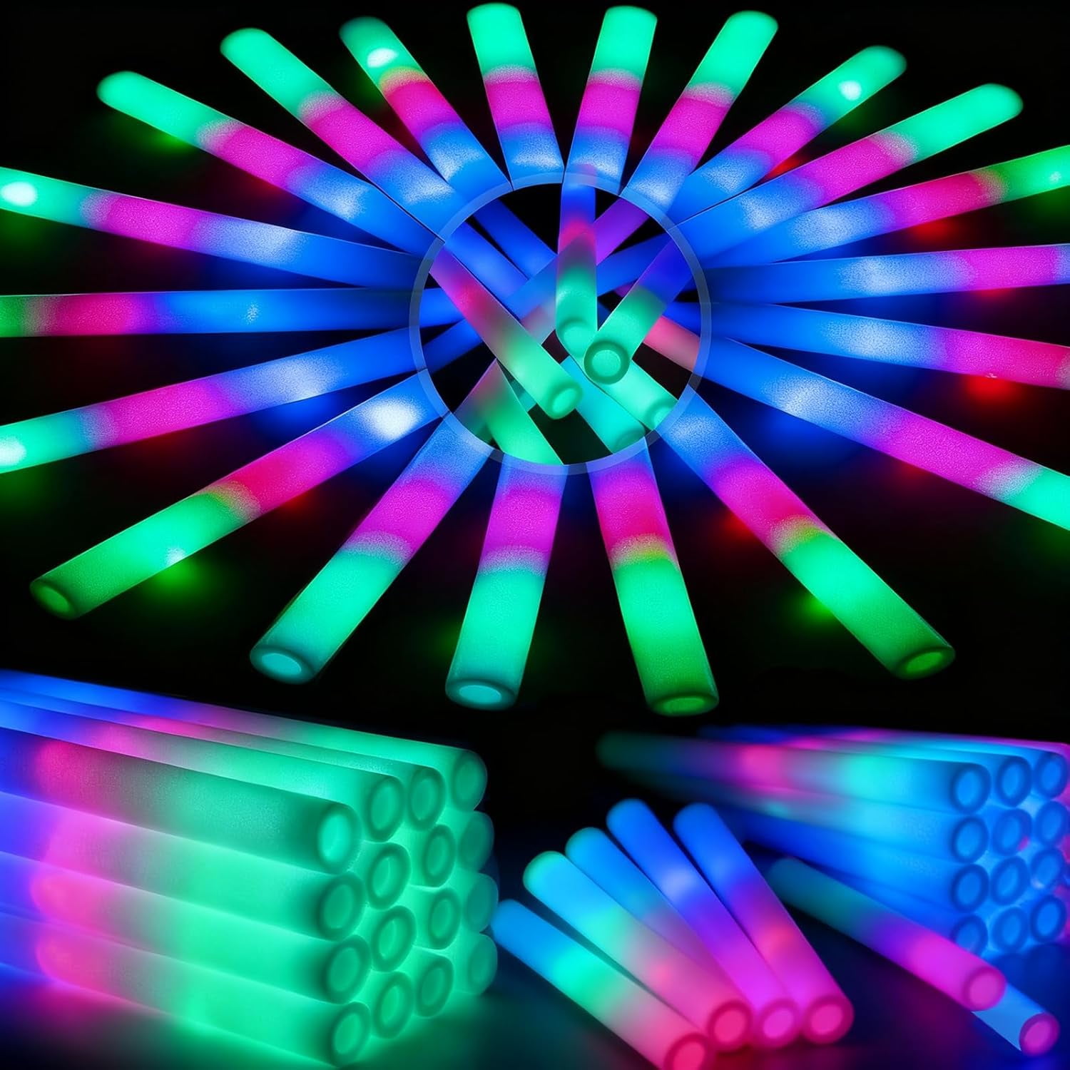 44 PCS Foam Glow Sticks with 3 Modes Colorful Flashing, Foam Light Up ...