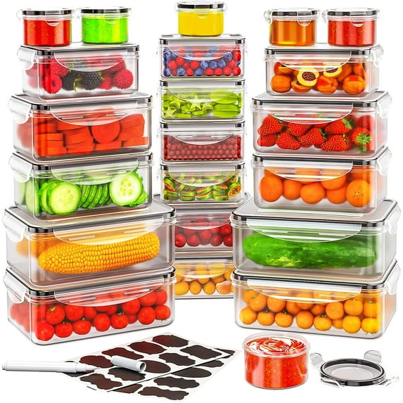 44 PCS Food Storage Containers with Lids - Airtight Leakproof Plastic ...