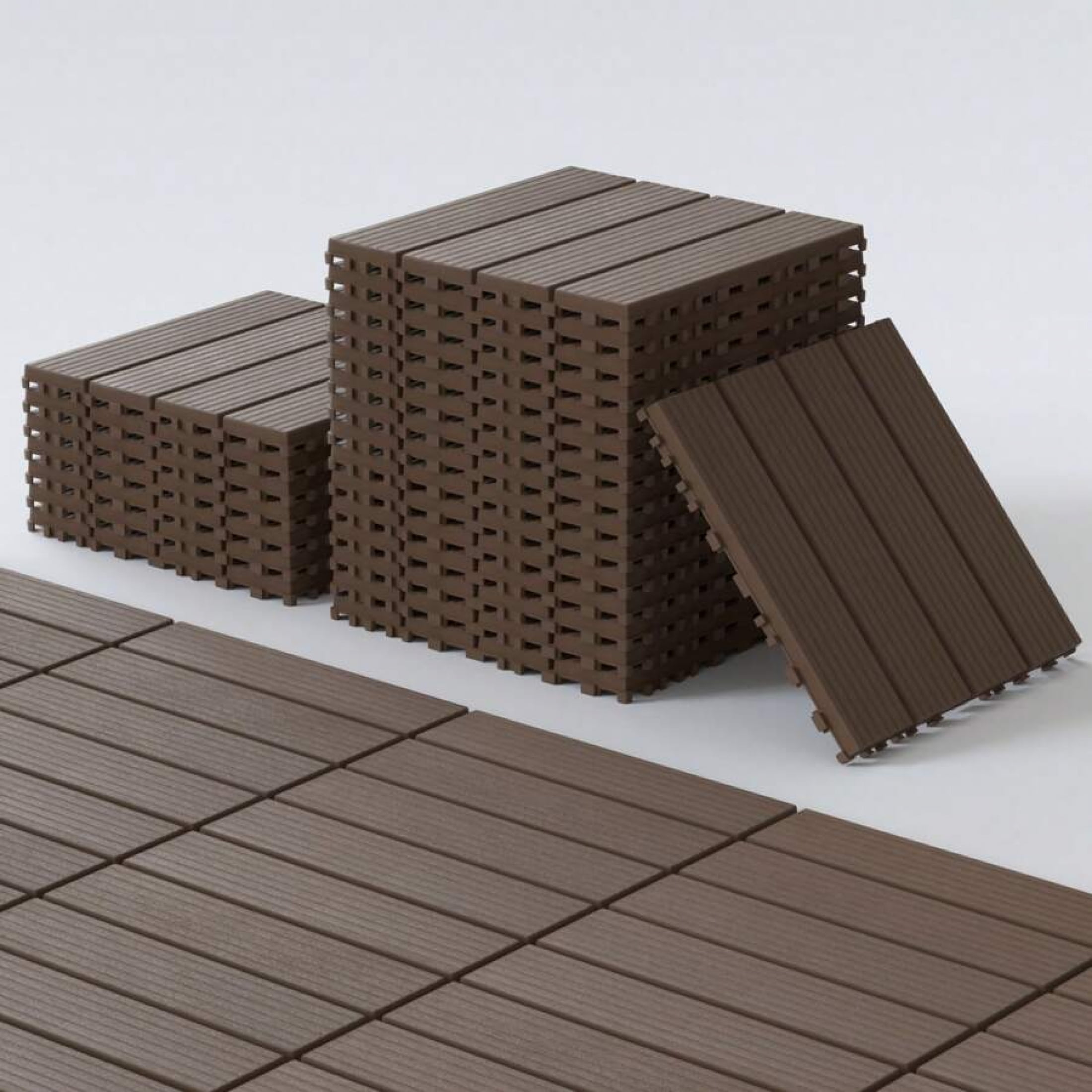 44-Pack 12"x12" Interlocking Deck Tiles - Waterproof Outdoor Plastic ...