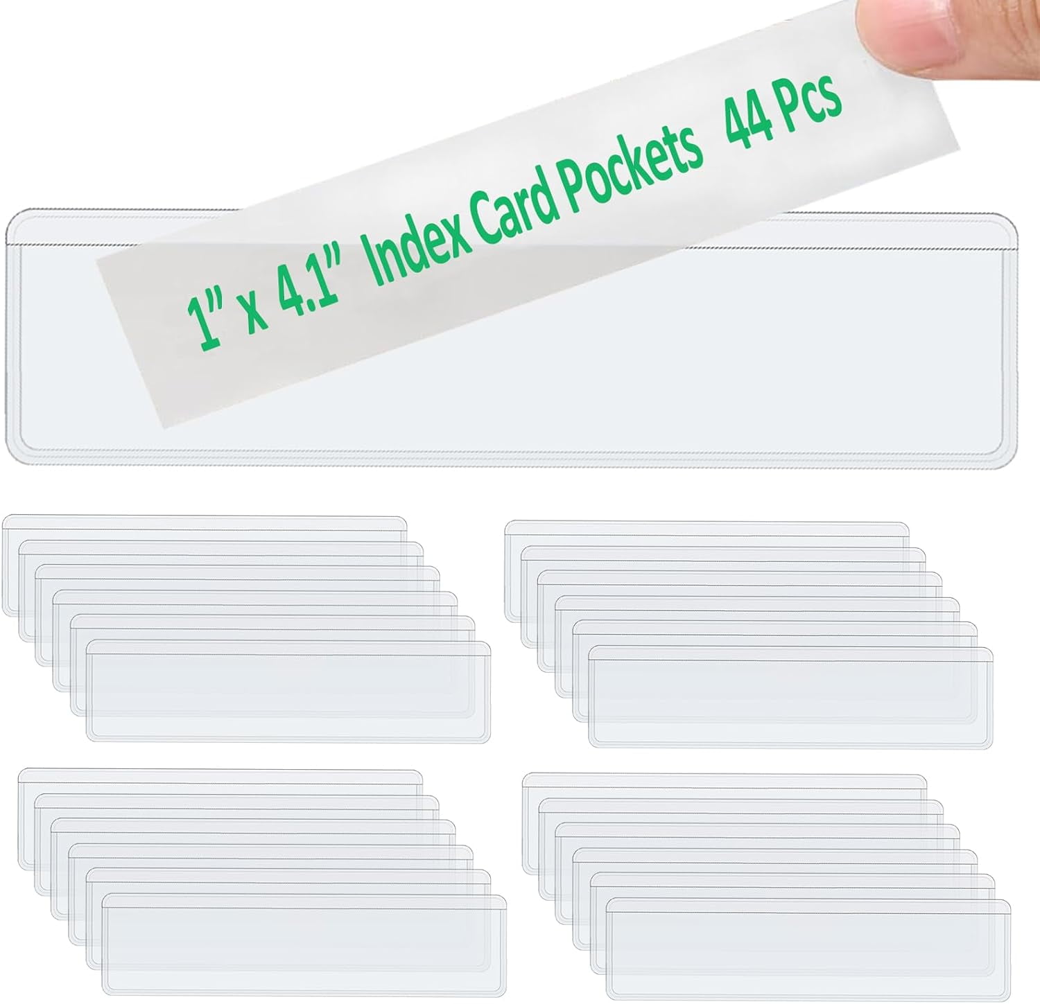 44 Pack Clear Adhesive 3" x 5" Index Card Pockets with Top Open for ...