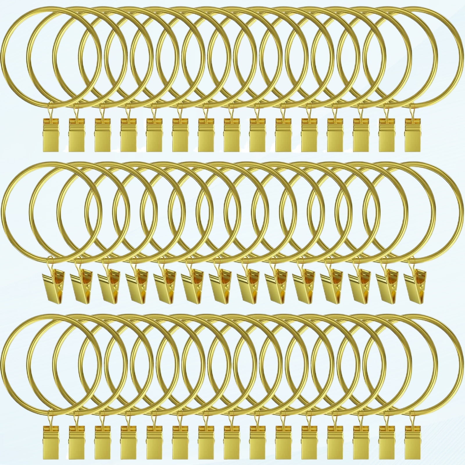 44 Pack Curtain Rings with 2 Inch Gold Clips for Dressing Drapes Rings ...