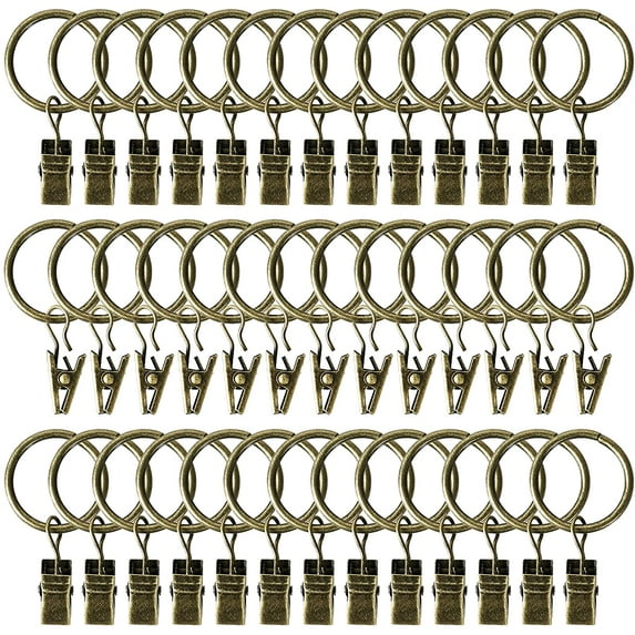 44 Pack Curtain Rings with Clips Hooks 1 inch Rustproof Matte Metal ...