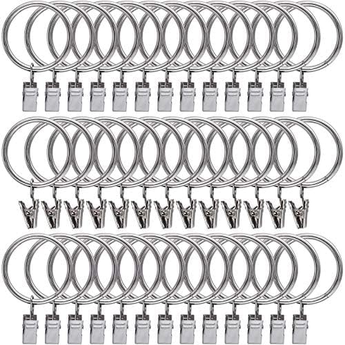 44 Pack Curtain Rings with Clips Hooks, Silver Drapery Clips with Rings ...