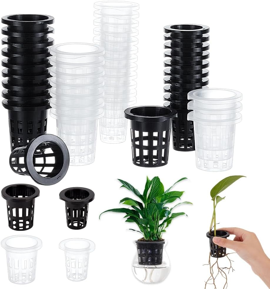 44 Pack Hydroponic Pot Cups 4 Styles Mesh Net Cup Pots Round Wide Lip ...