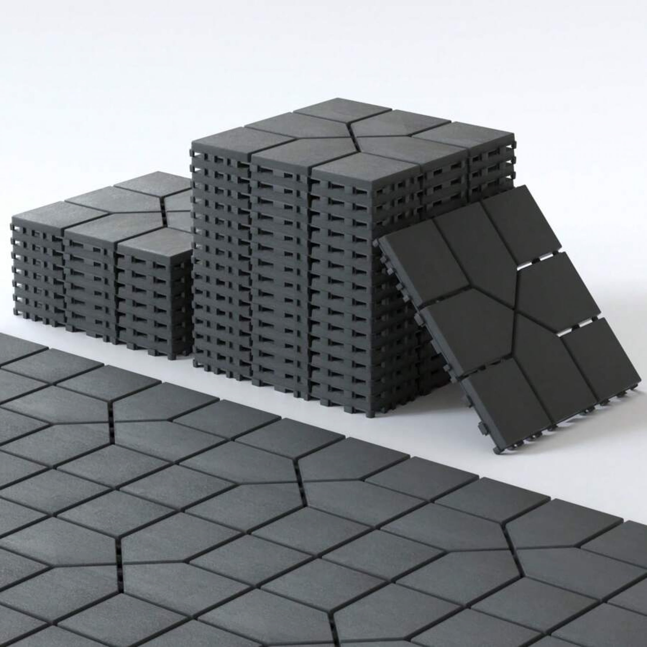 44 Pack Interlocking Plastic Deck Tiles - Square - Waterproof Outdoor ...