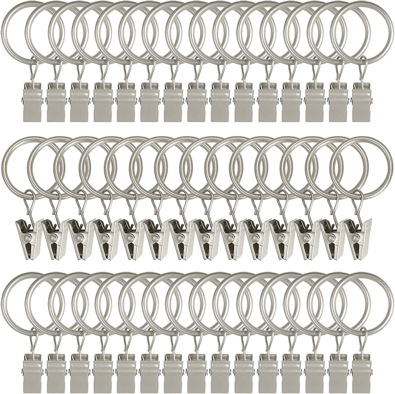 44 Pack Metal Curtain Rings with Clips, Curtain Hangers Clips, Drapery ...