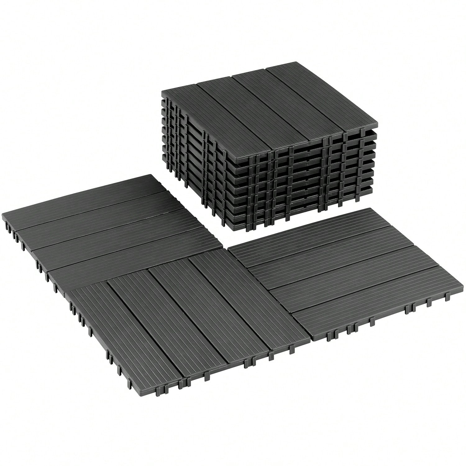 44 Pack Plastic Interlocking Deck Tiles - 12" X 12" Waterproof Indoor ...