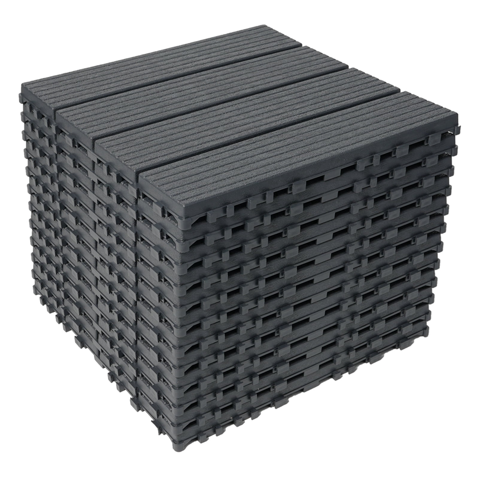44 Pack Plastic Interlocking Deck Tiles, 12"x12" Interlocking Patio ...