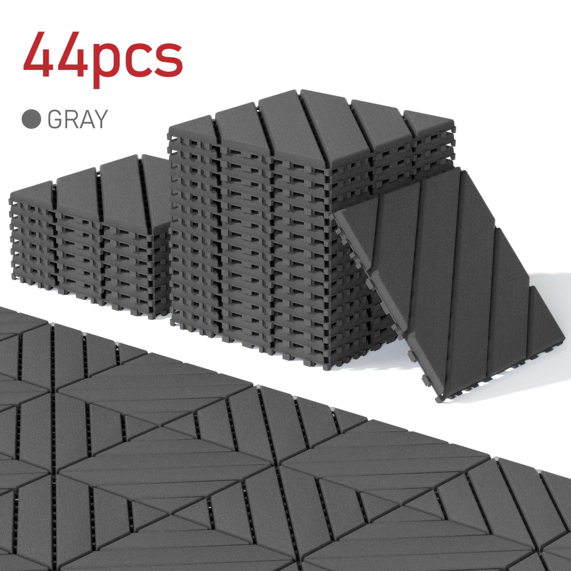 44-Pack Plastic Interlocking Deck Tiles, 12"x12" Waterproof All-Weather ...