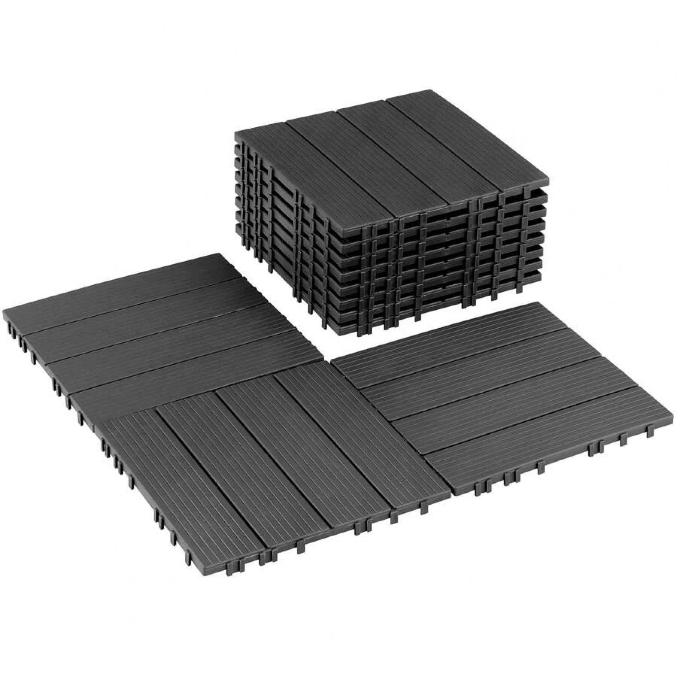 44 Pack Plastic Interlocking Deck Tiles - 12"x12" Waterproof Indoor ...