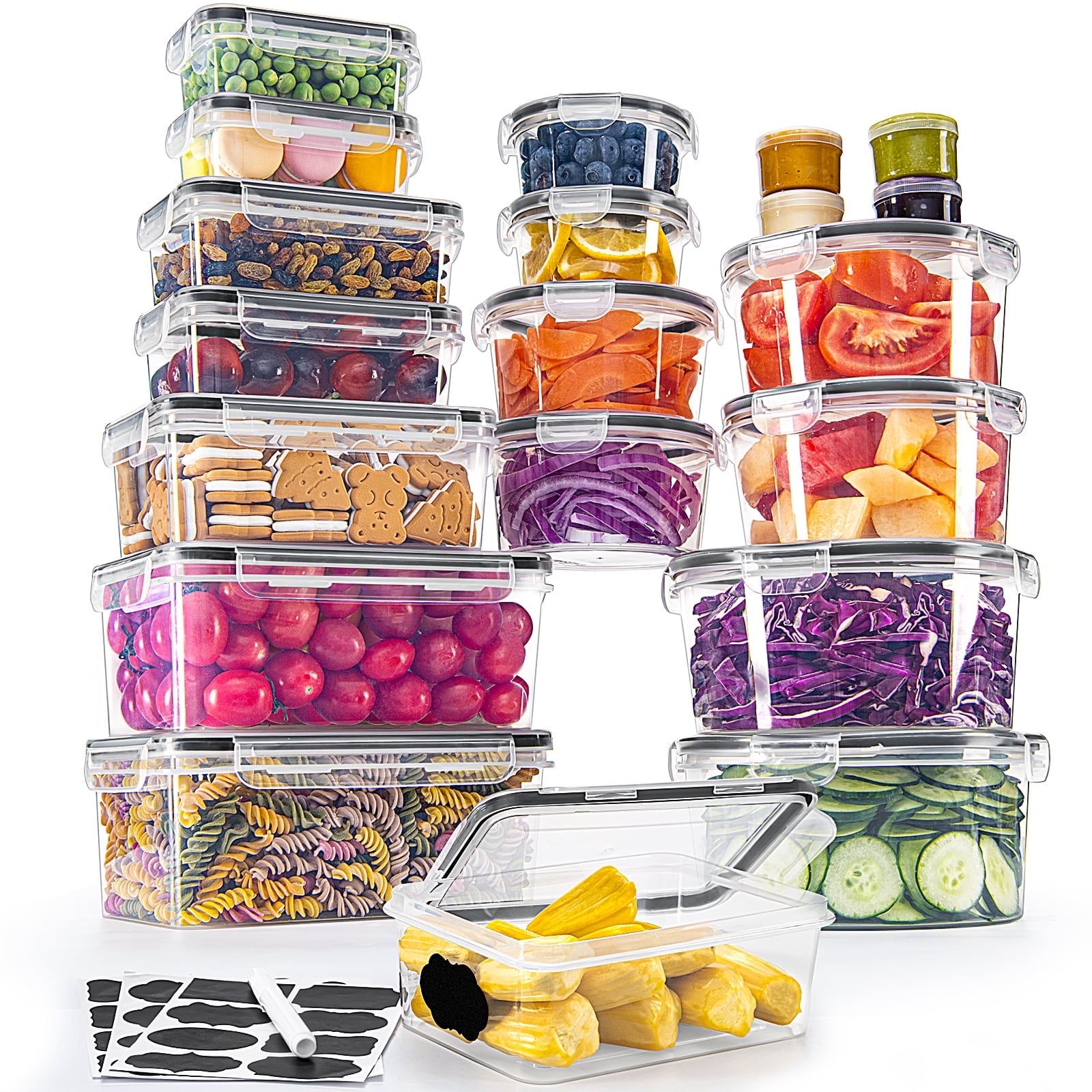 44 Pcs BPA Free Food Storage Containers, Round with Lockable Snap Lids ...