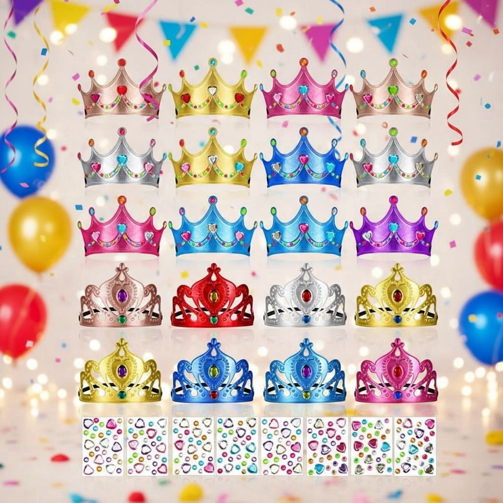 44 Pcs Birthday Foam Crowns for Princess Tiaras King Hat Bulk Diamond ...