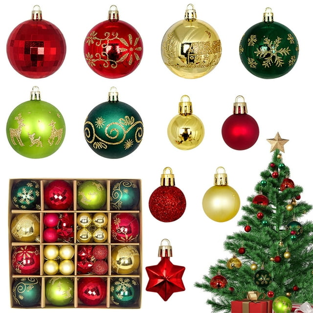 44 Pcs Christmas Balls Ornaments Hanging Christmas Tree Balls