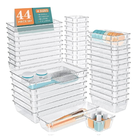 8 Pack Drawer Organizer for Kitchen Gadgets, Large Clear Plastic Drawer ...