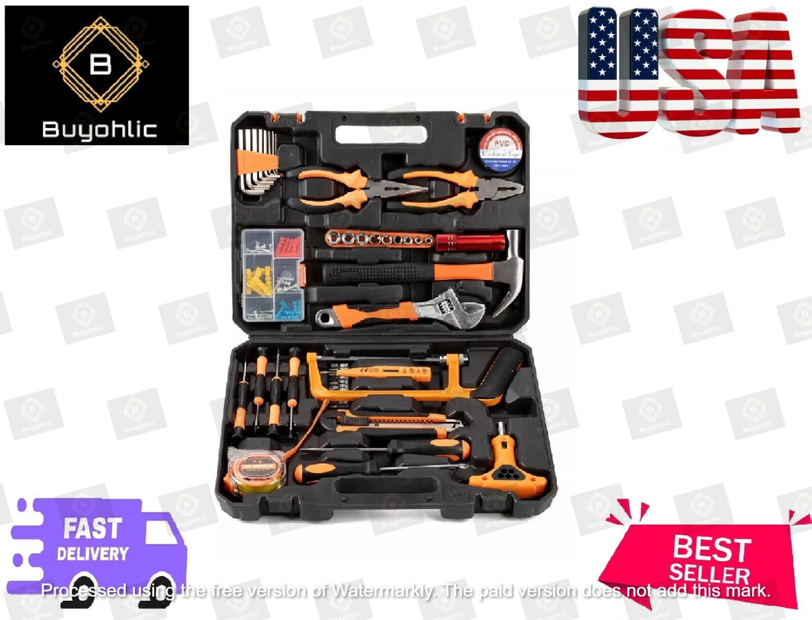 44 Pcs Complete Repair General Hand Tool Set for Men Women - Household ...