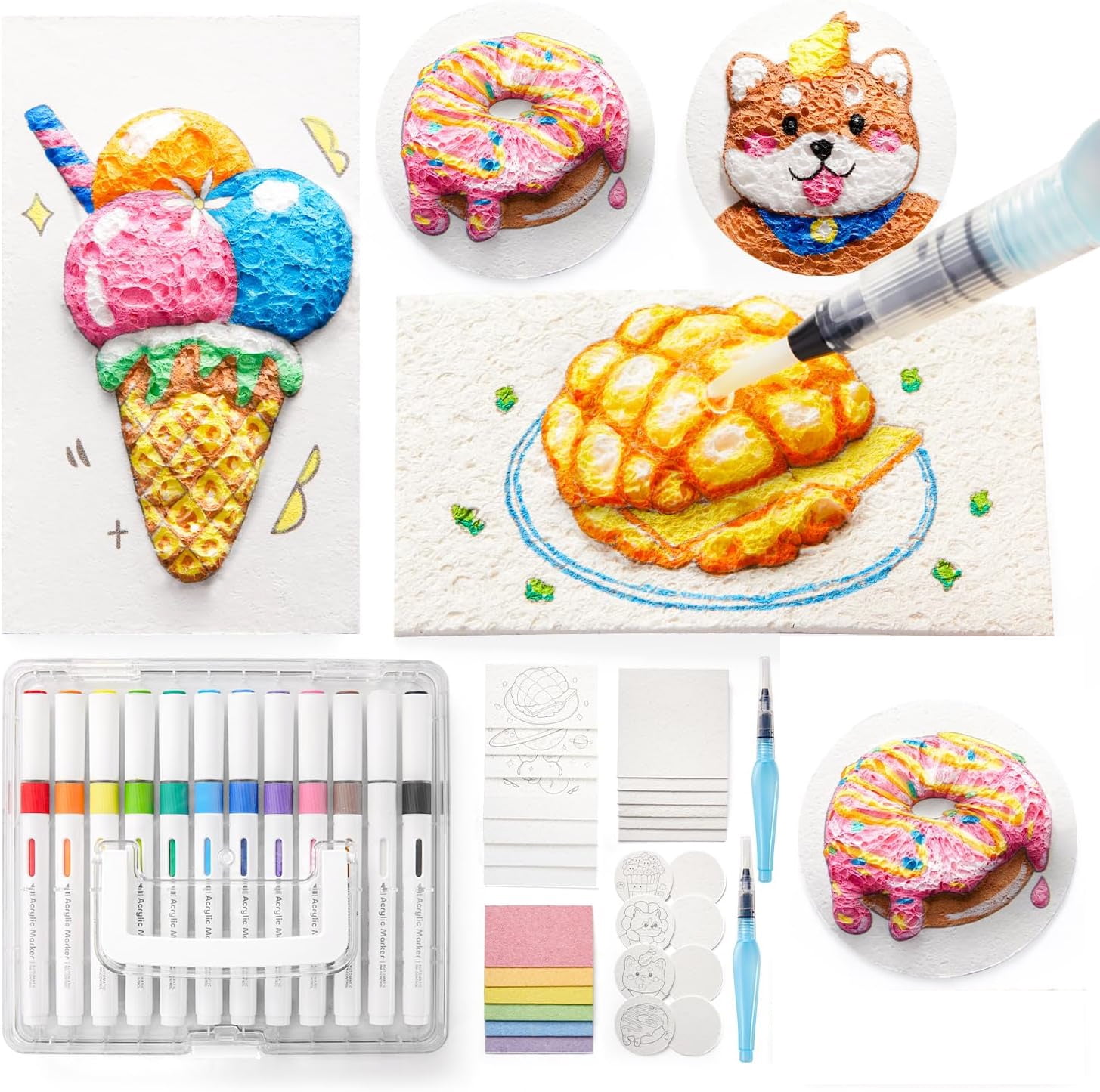 44 Pcs Magic Foam Texture Painting Kit, Including 28 Pcs Foam Texture ...