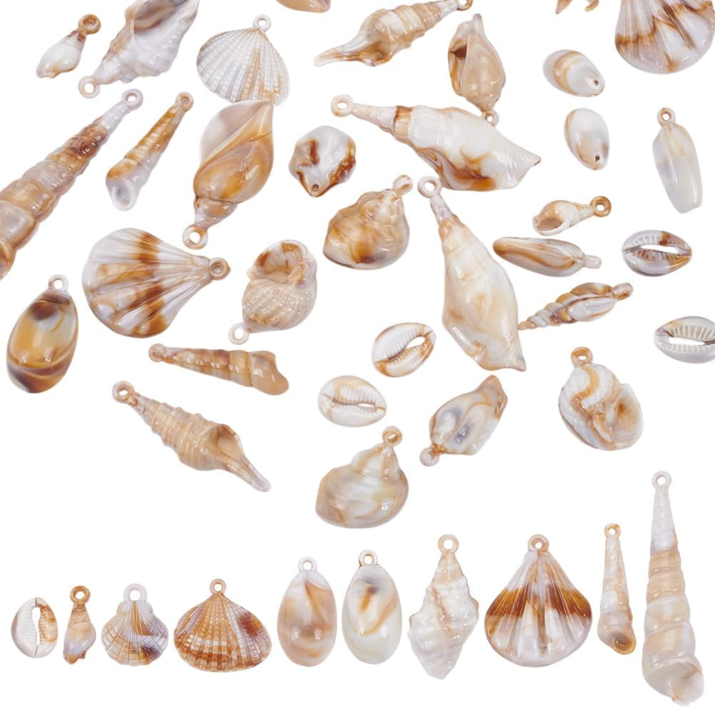 44 Pcs Shell Pendants Peruvian Color Sea Scallop Charms Faux Conch ...