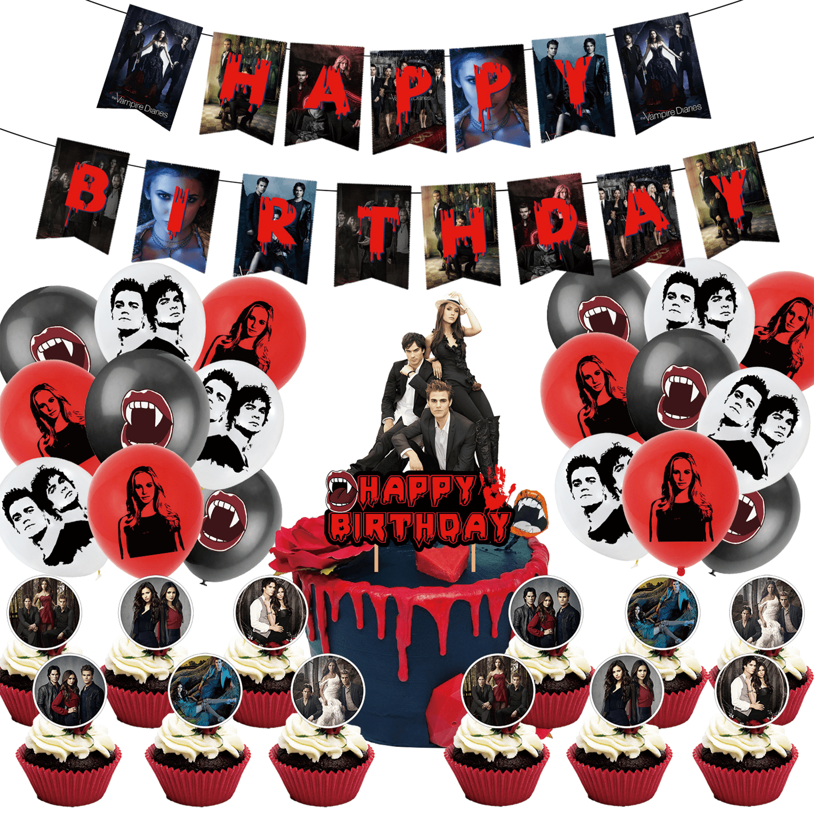 44 Pcs For The Vampire Diaries Theme Birthday Party Decorations,With 1 ...