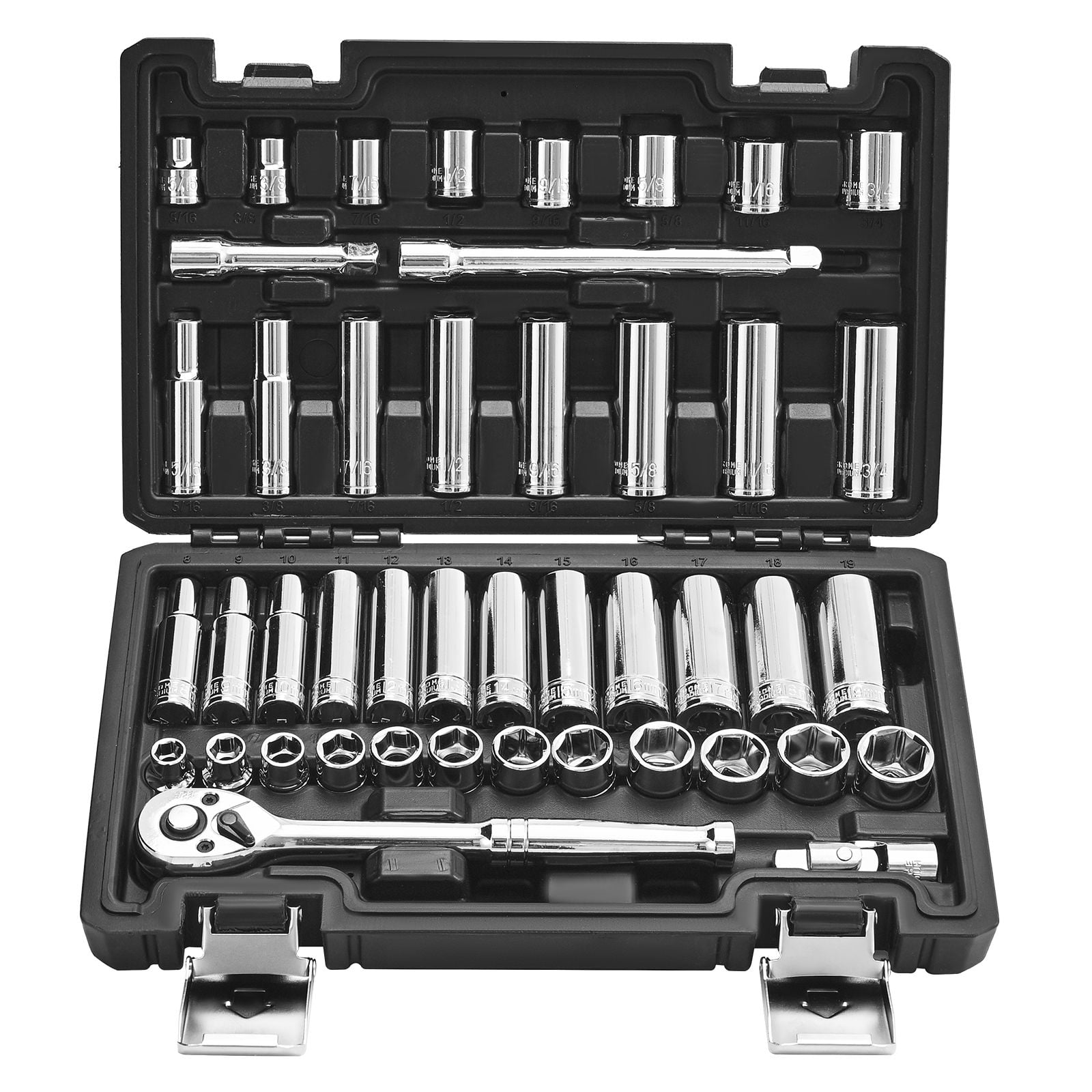 44-Piece 3/8 Inch Drive Socket Ratchet Set, Standard/Metric, Deep ...