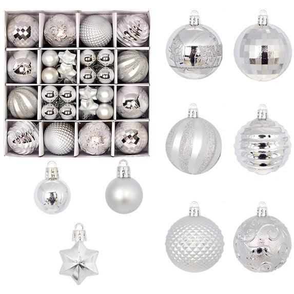 44-Piece Christmas Ball Ornaments Gift Box Set, Painted Electroplated ...