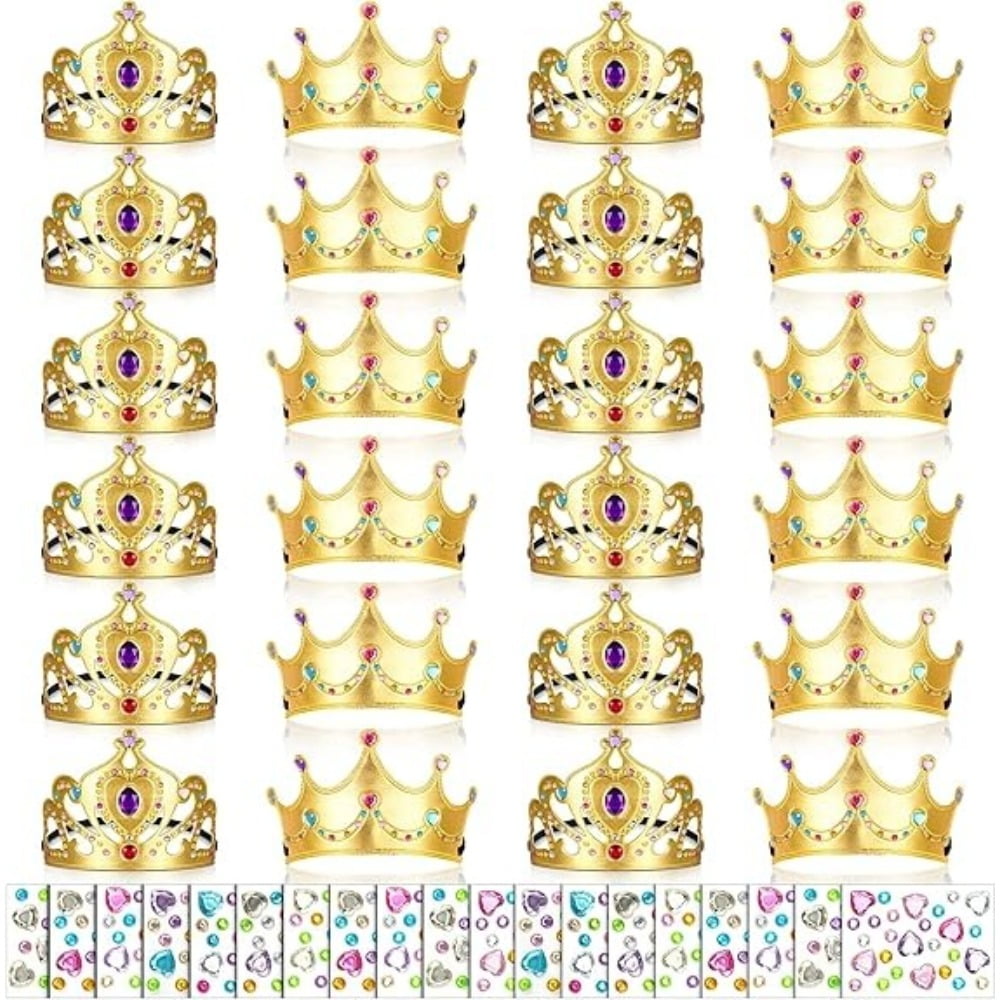 44-Piece DIY Princess Crown Kit with Glitter Gems & Adjustable Foam ...