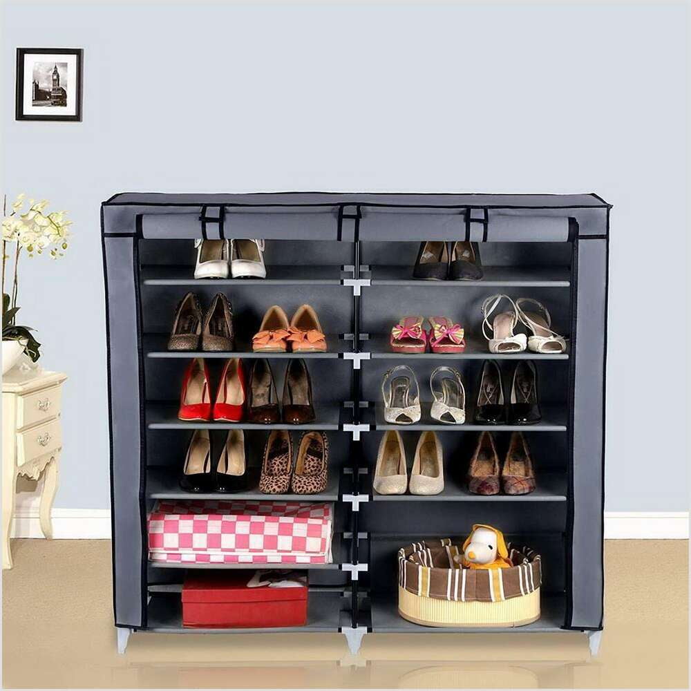 44" Portable 6 Tier Shoe Rack Closet Storage Organizer Cabinet with Zip ...