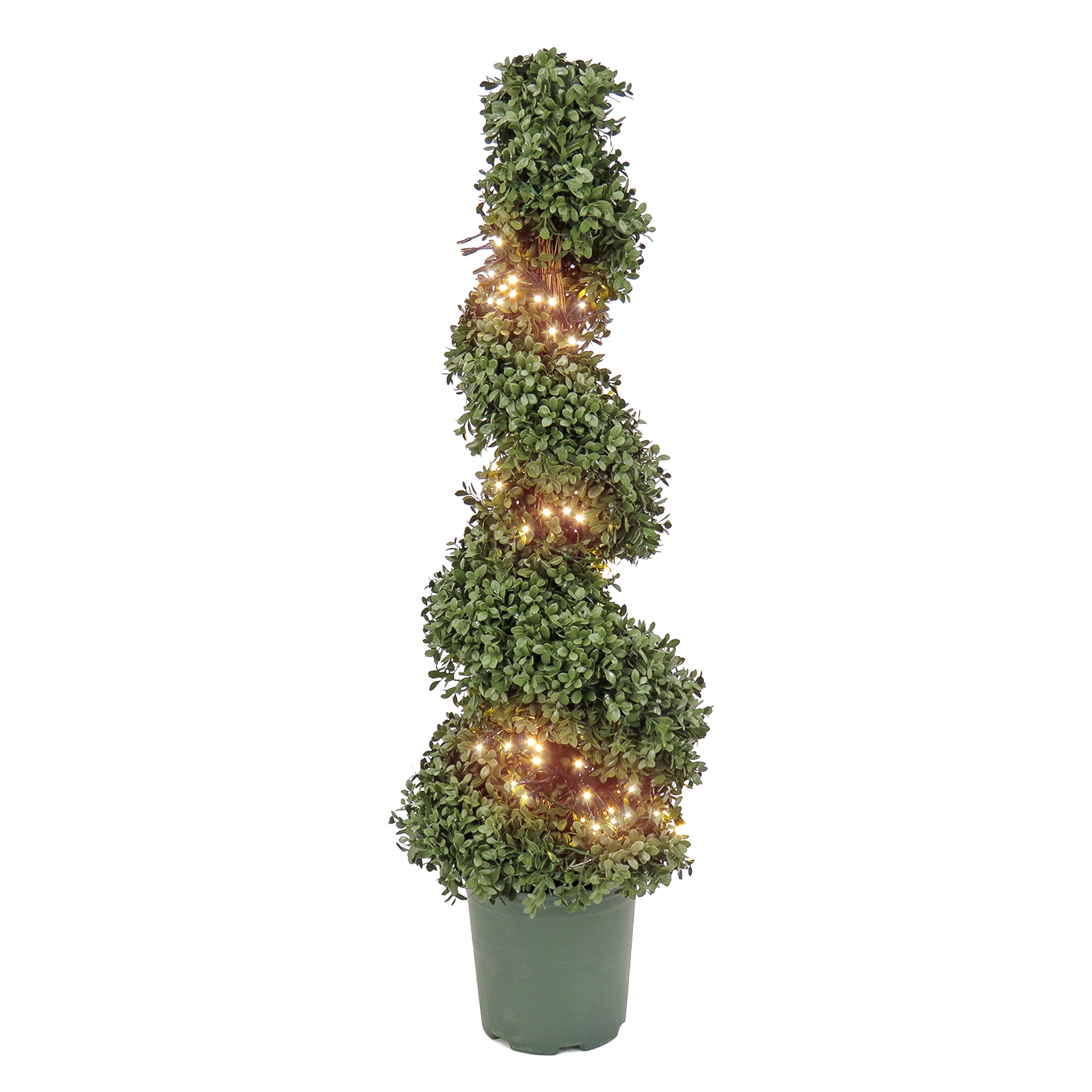44 in. Prelit Artificial Boxwood Spiral Tree with 128 Warm White ...