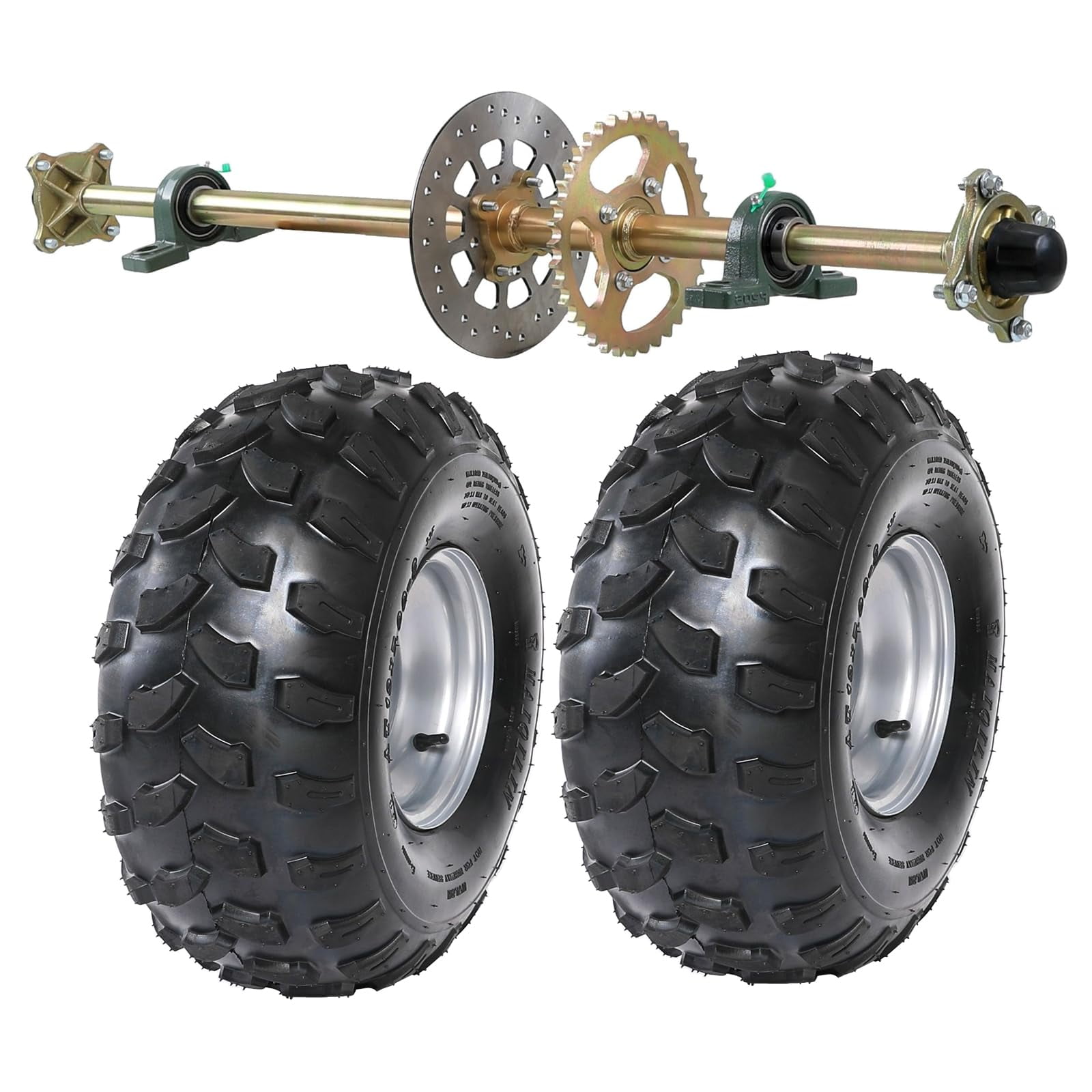 44" Rear Live Axle Complete Kit Go Kart Axle Sprocket Brake Disc Wheel ...