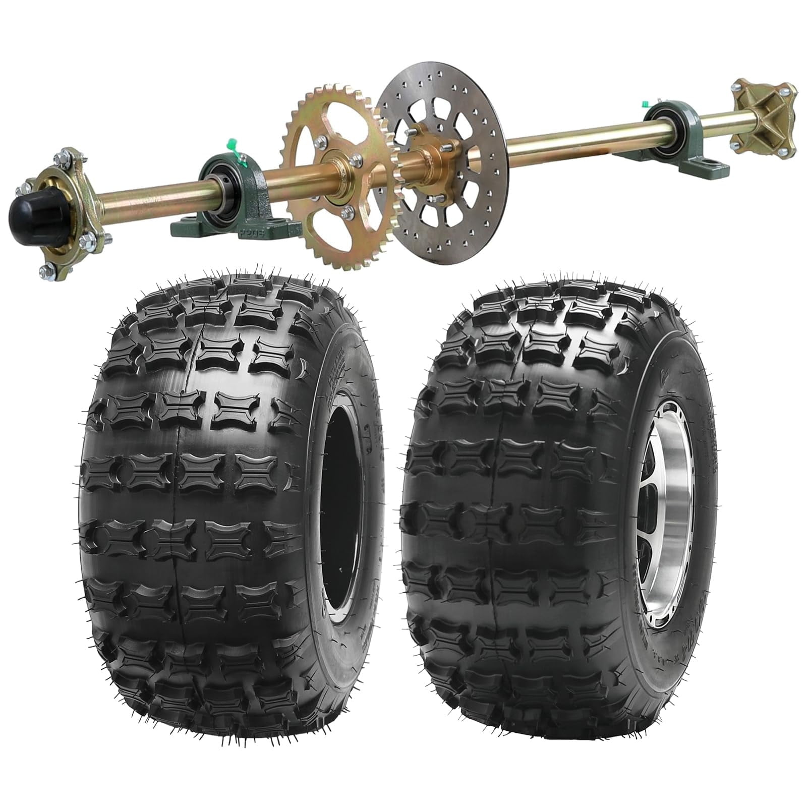 44" Rear Live Axle Complete Kit Go Kart Axle Sprocket Brake Disc Wheel ...
