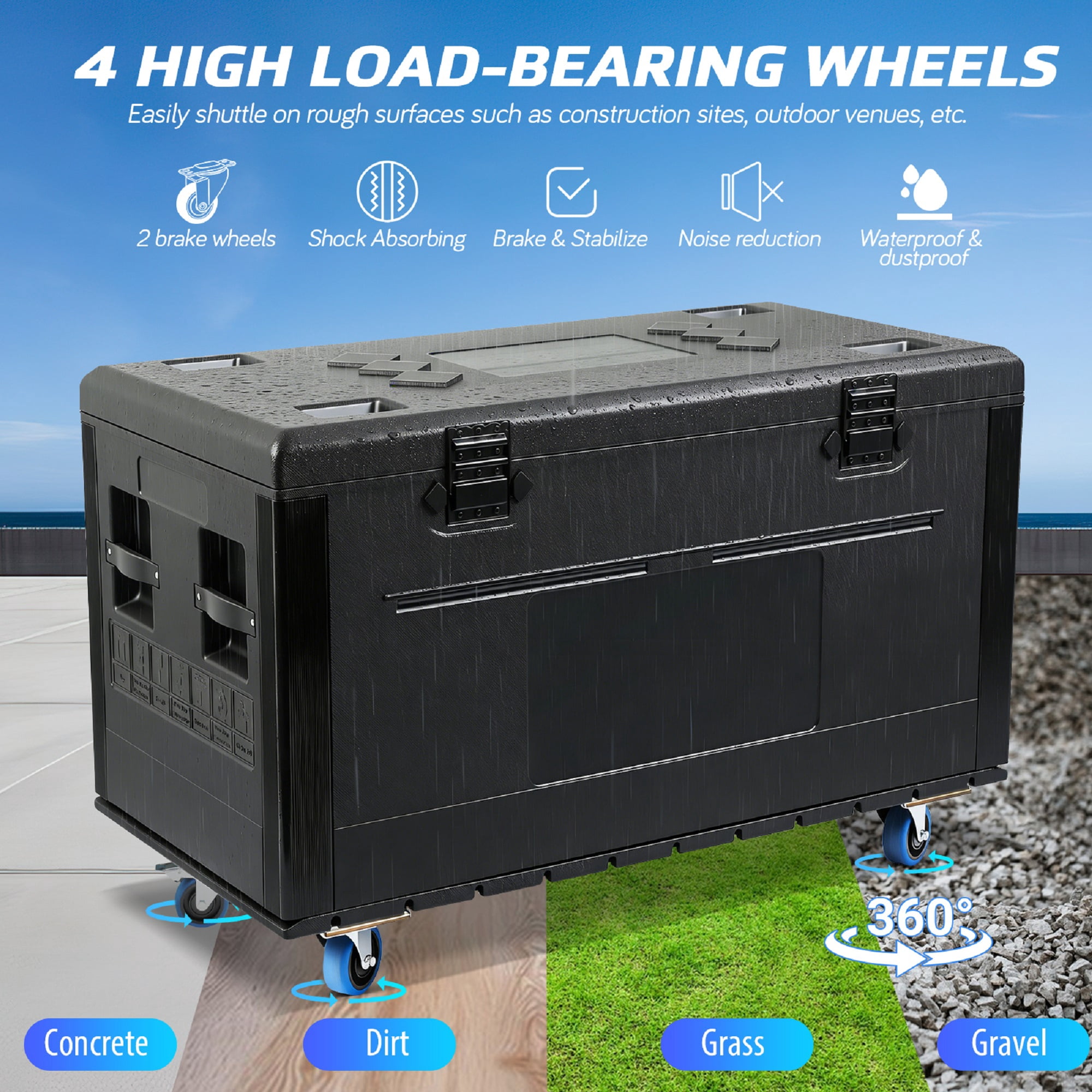 44'' Rolling Cable Trunk Case, Stackable Road Case with 360° Wheels for ...