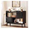44" Sideboard Buffet Cabinet with Outlet & 2 Open Storage Spaces ...