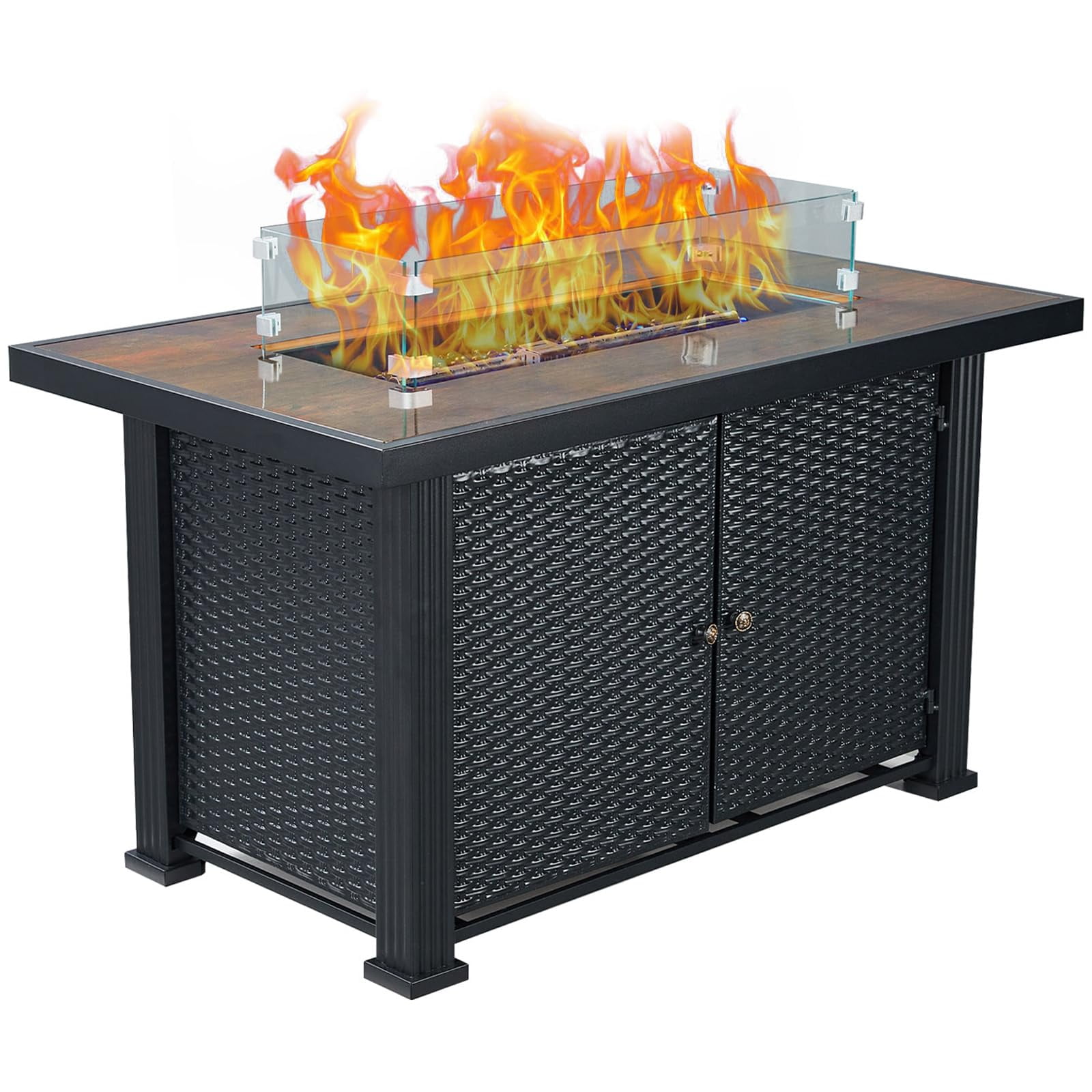 44" Square Propane Fire Pit Table,50,000 BTU Steel Gas Fire Pit with Double-Sided Cover,CSA ...