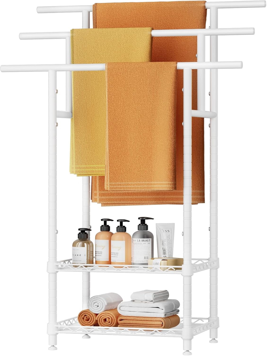 44" Tall Standing Towel Racks, 3 Tier Towel Stand Blanket Rack with ...