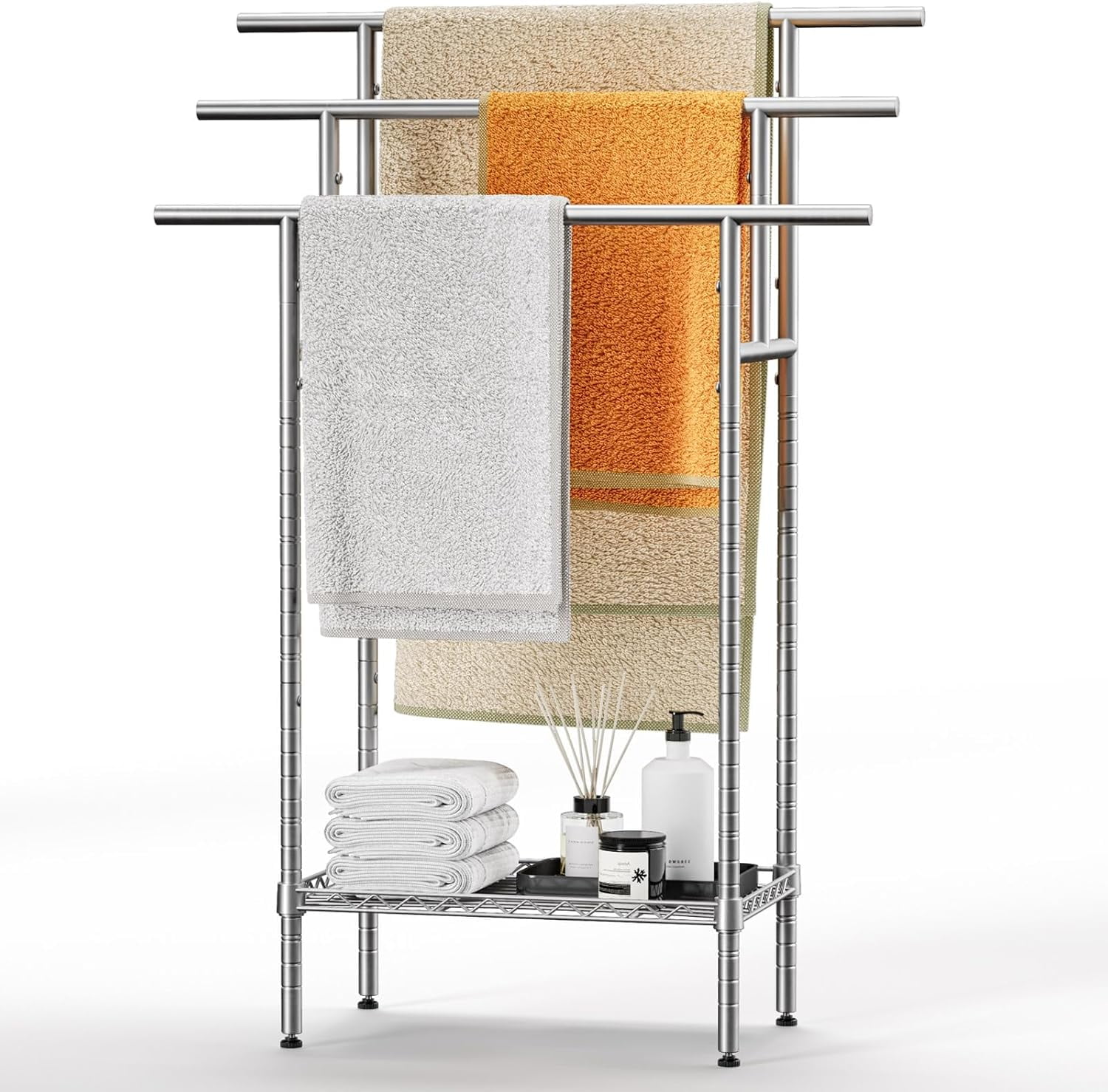 44" Tall Standing Towel Racks for Bathroom, 3 Tier Towel Rack with ...