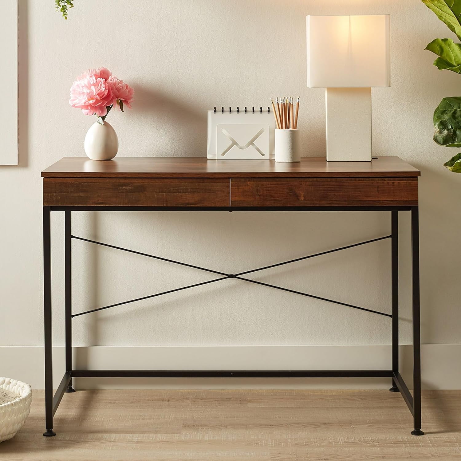 ® 44"W Valdi Computer Desk, Brown - Walmart.com