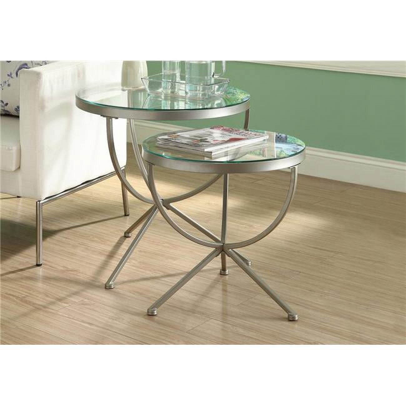 44 X 44 X 44.5 Clear Tempered Glass And Silver Metal Nesting Table Set - Set Of 2 - Walmart.com