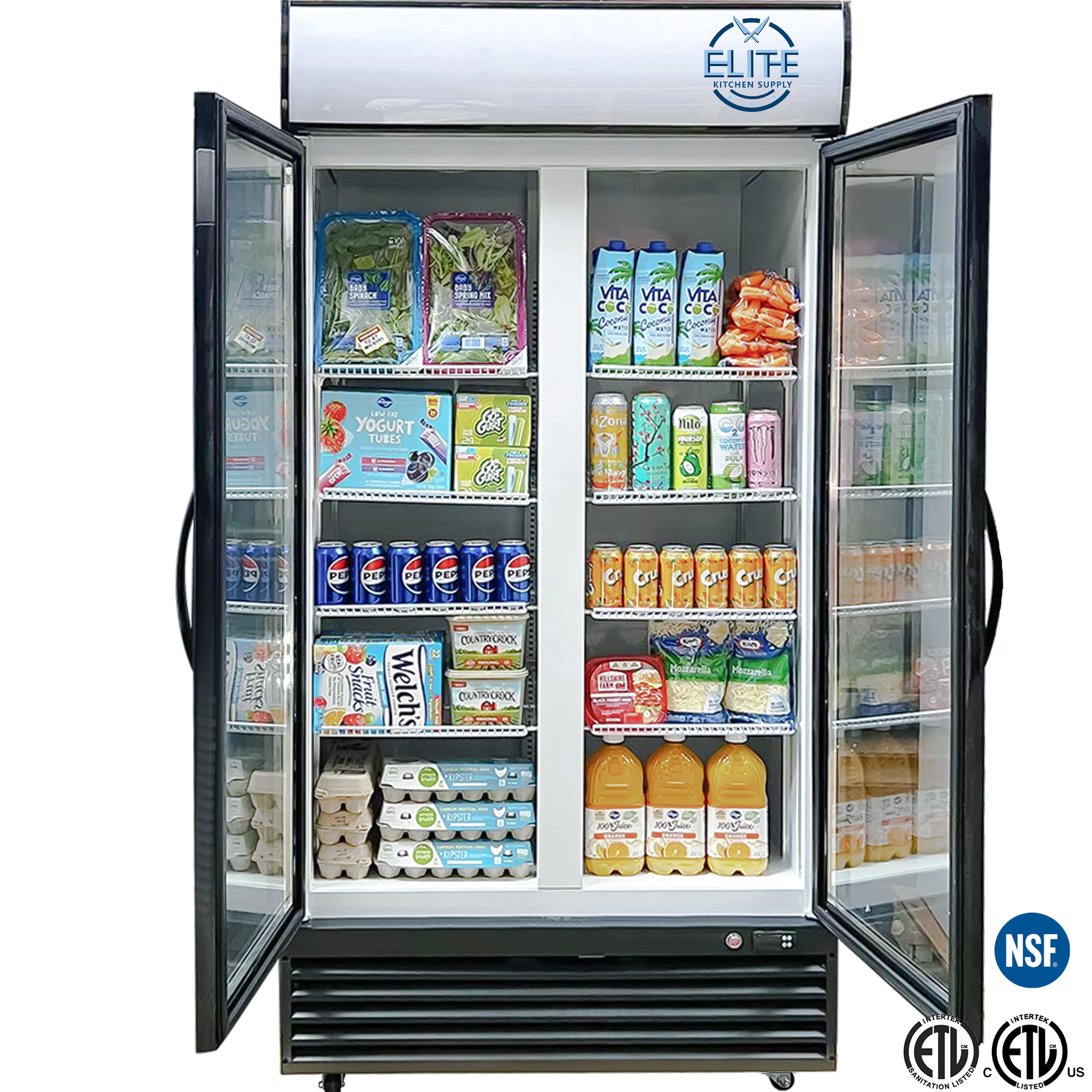 NSF 44 in. Glass Door Commercial Refrigerator 35 Cu.Ft. Retail ...