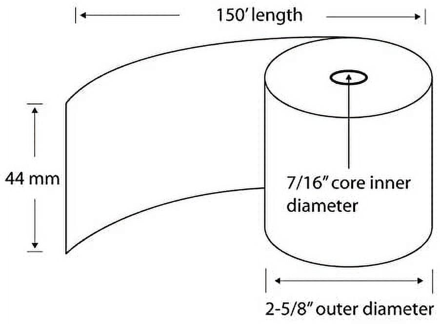 44 mm x 150' 1-Ply Bond Paper POS Rolls (Carton of 100 Rolls) - Walmart.com