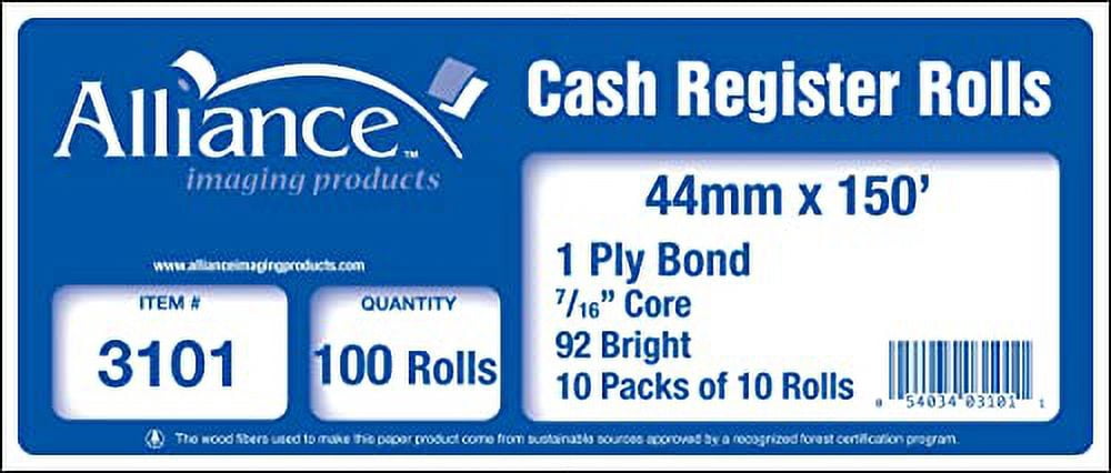 G3C23550L44 mm x 150' 1-Ply Bond Paper POS Rolls (Carton of 100 Rolls ...