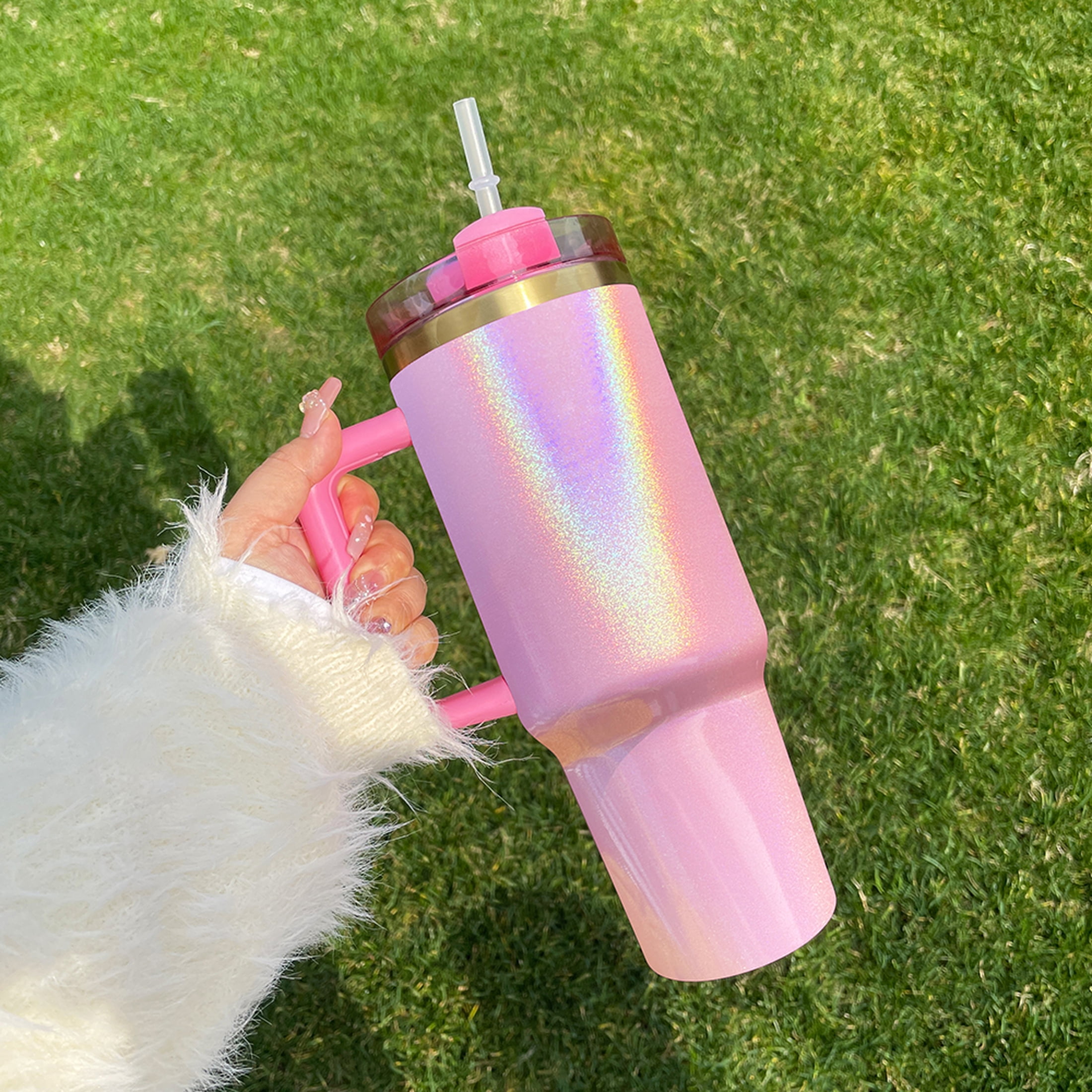 40 oz tumbler with handle-Shimmer Light Pink - Walmart.com