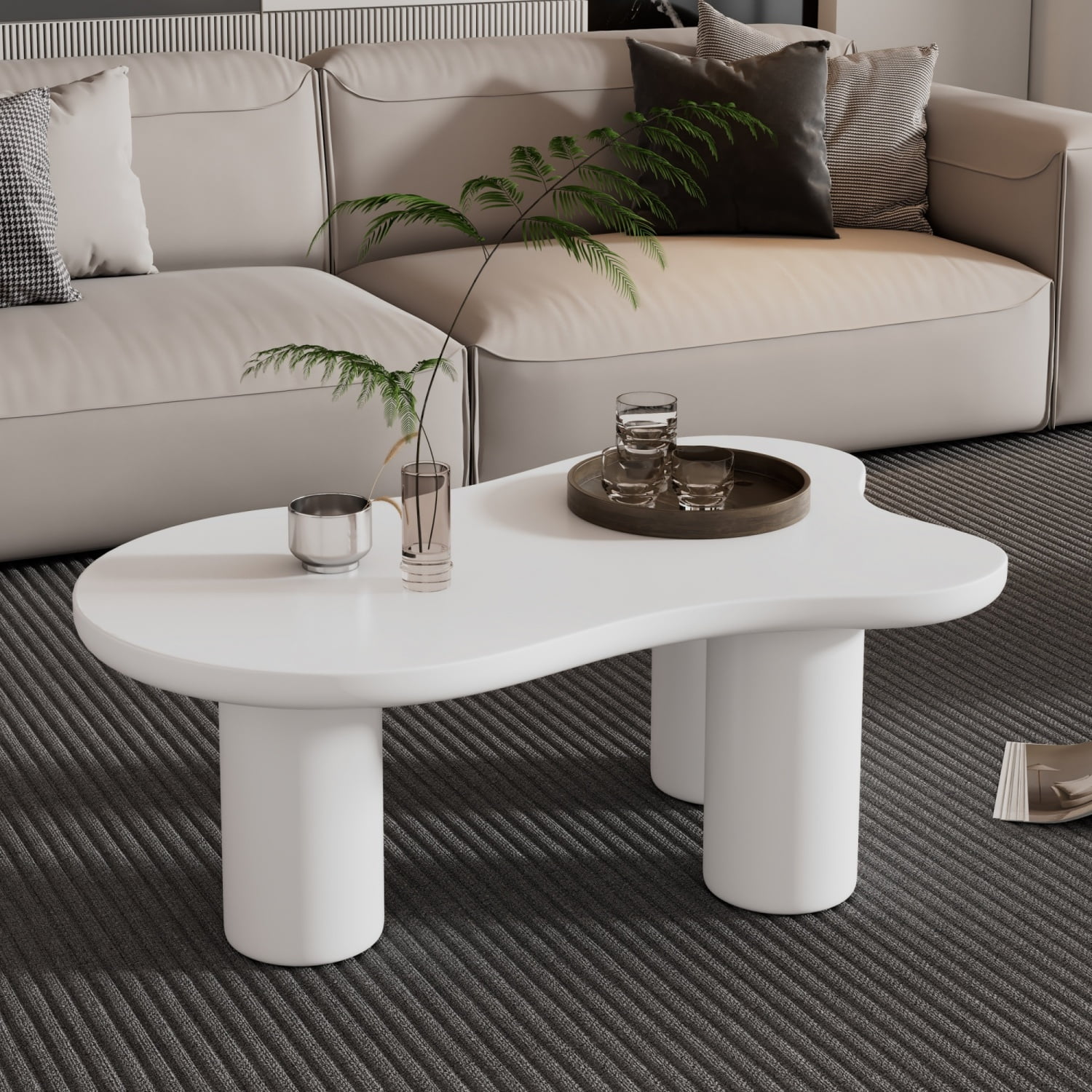 44" x 25.9" Easy Assembly Cloud Coffee Table with 1.5" Thick Tabletop ...